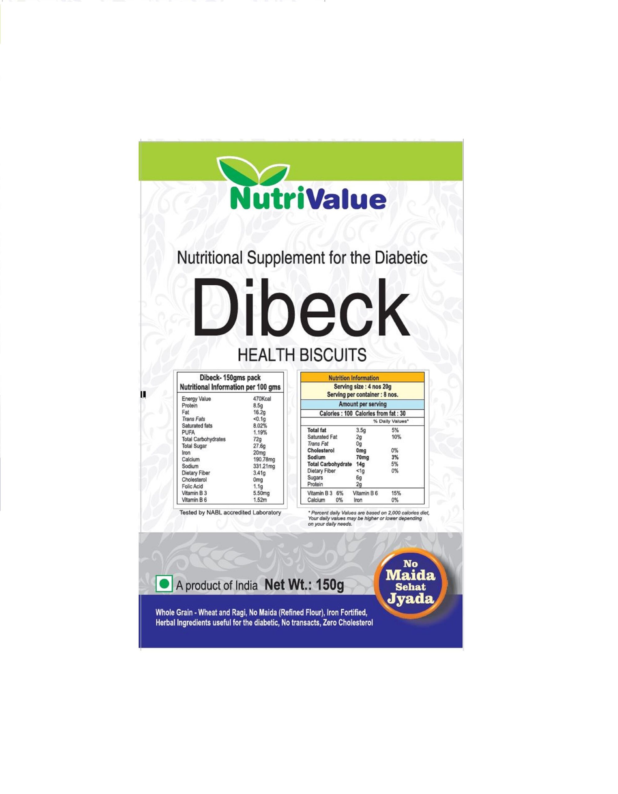 Nutrivalue Dibeck Health Biscuits For Diabetic - Nutrivalue